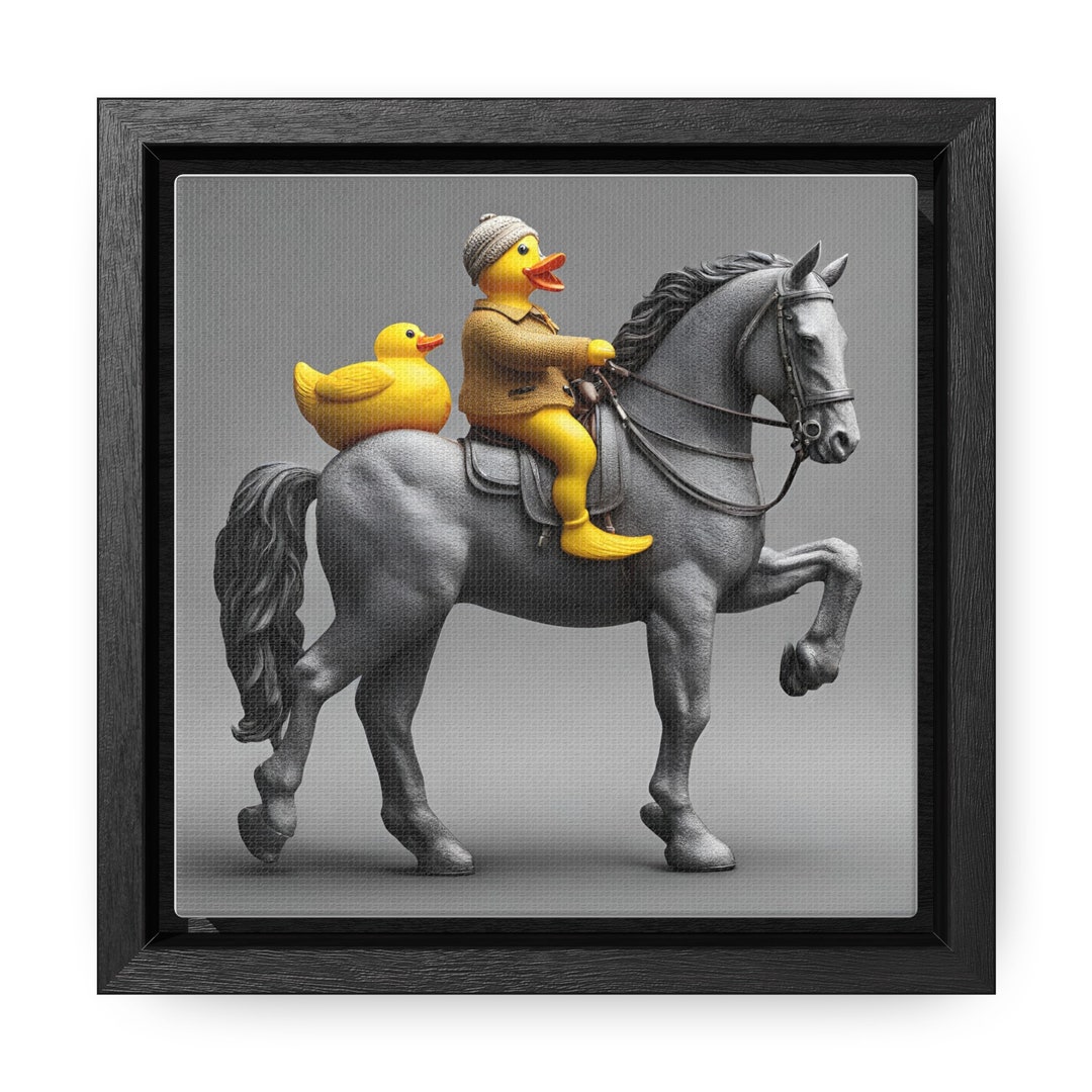 Rubber Duck Riding a Horse Canvas, Funny Home Decor, Funny Office Decor ...