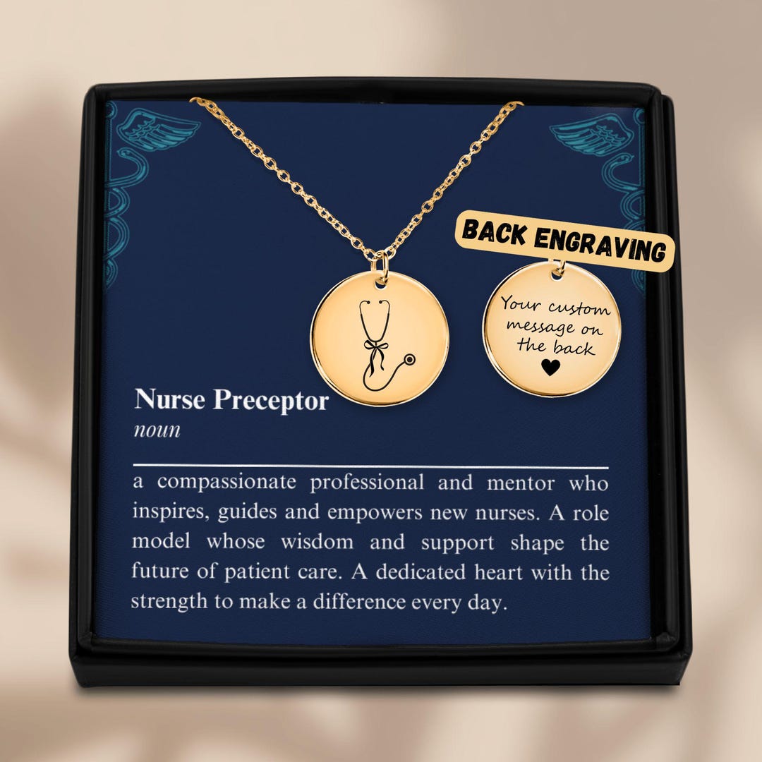 Nurse Preceptor Dainty Necklace With Stethoscope and Back Engraving ...