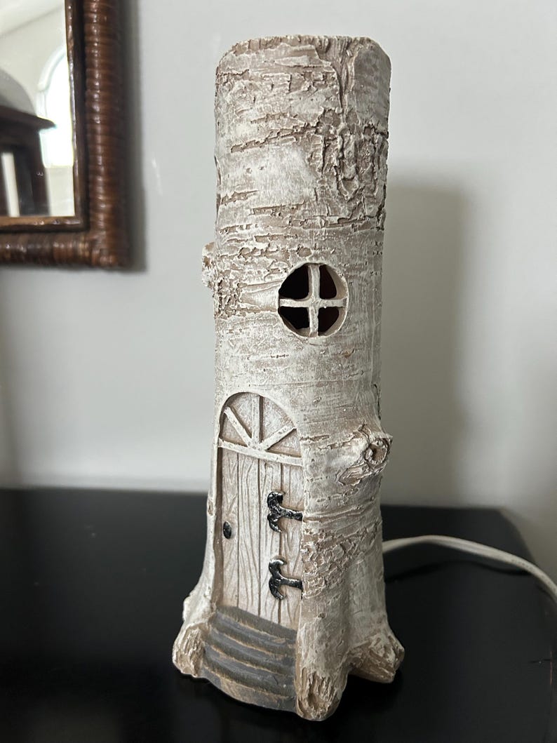 Rustic Light-up Fairy House Tree Stump Lamp – Whimsical Woodland Decor ...