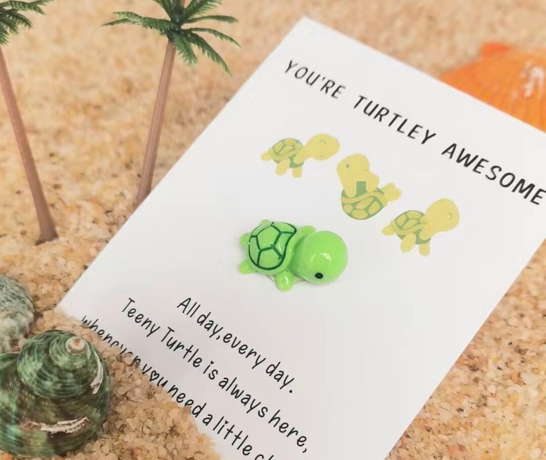 You're Turtley Awesome Card With Mini Resin Turtle - Etsy