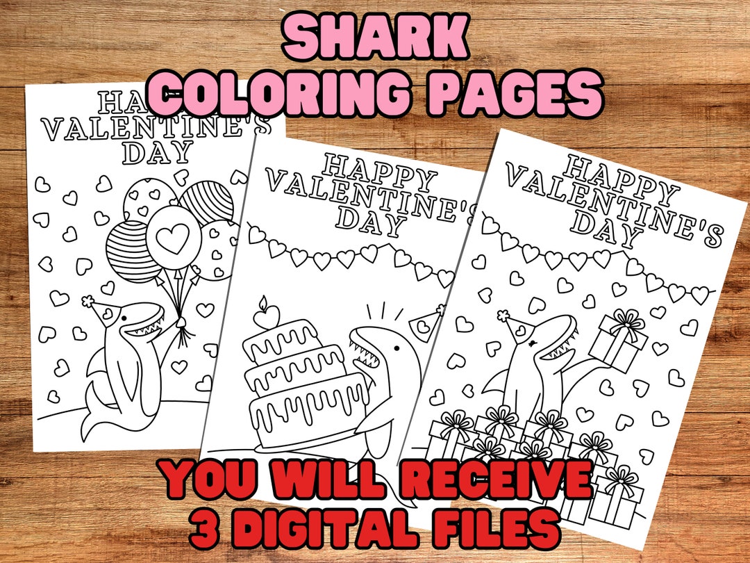Simple Bold Sharks Coloring Pages Valentine's Day Fun Activites for ...