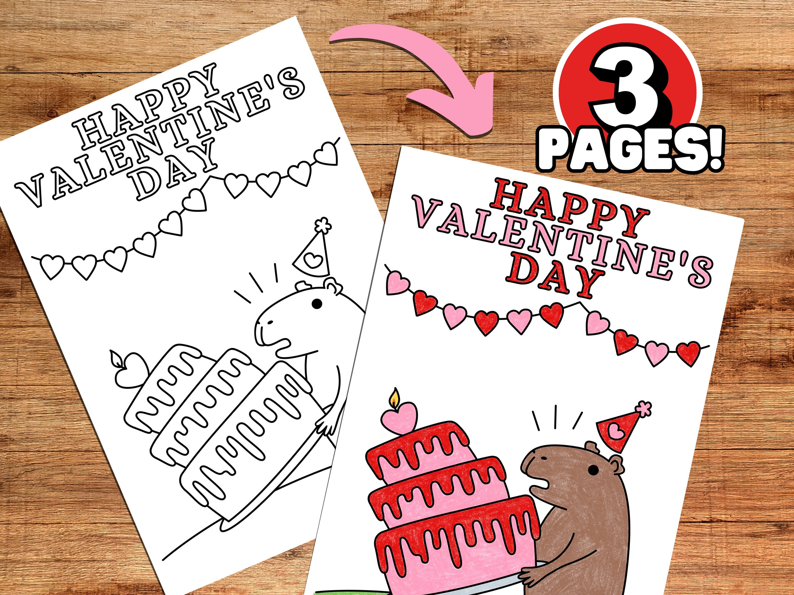 Capybara Coloring Pages Valentine's Day Fun Activites for Kids - Etsy