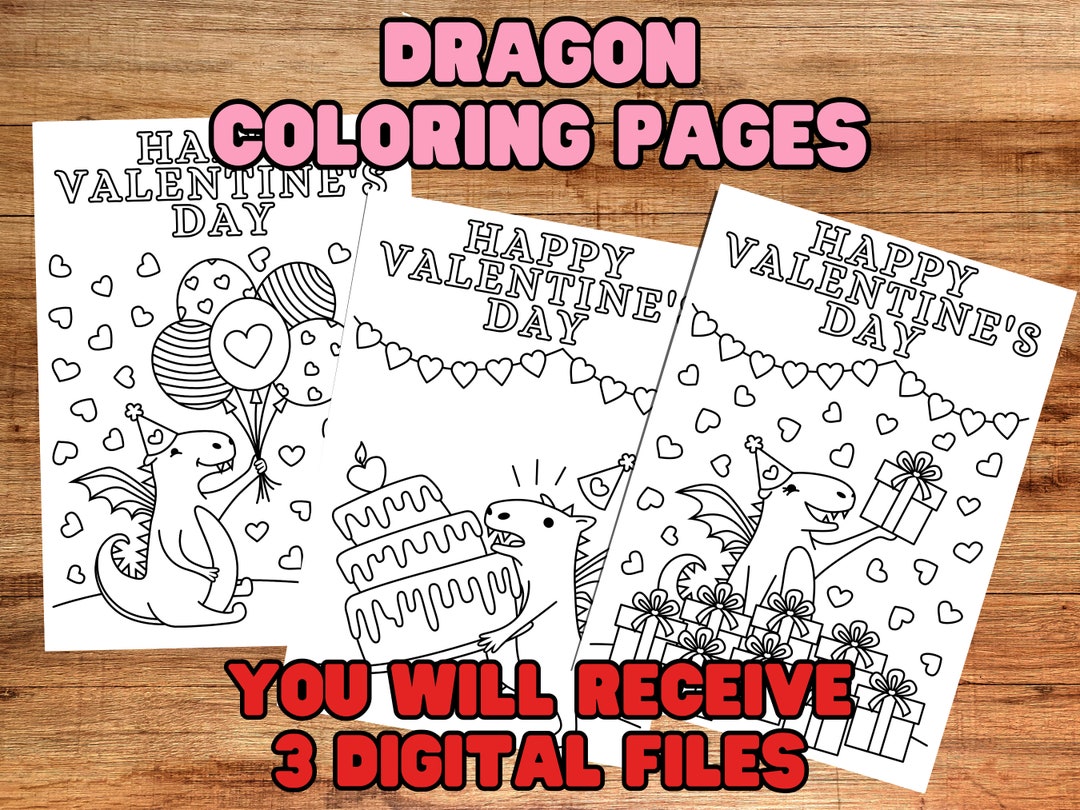 Simple Bold Dragon Coloring Pages Valentine's Day Fun Activites for ...