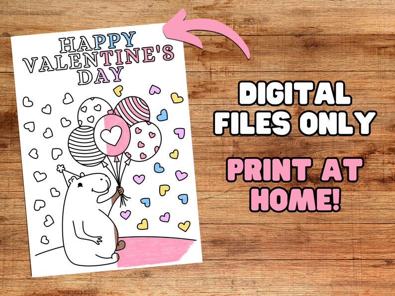 Capybara Coloring Pages Valentine's Day Fun Activites for Kids - Etsy