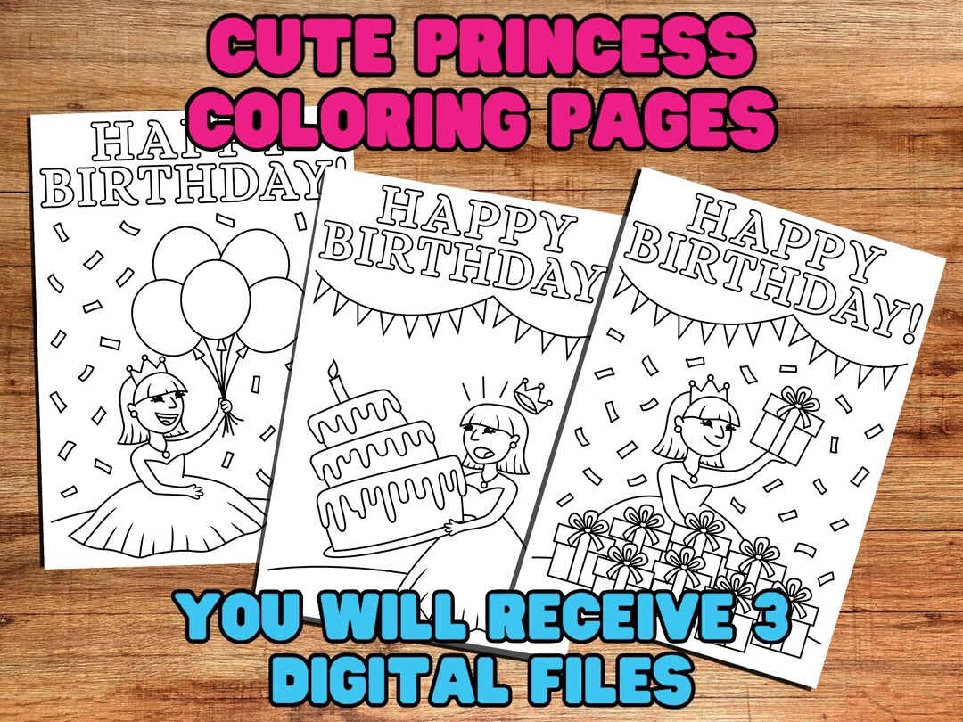 Simple Bold Princess Birthday Coloring Pages Happy Birthday Fun ...