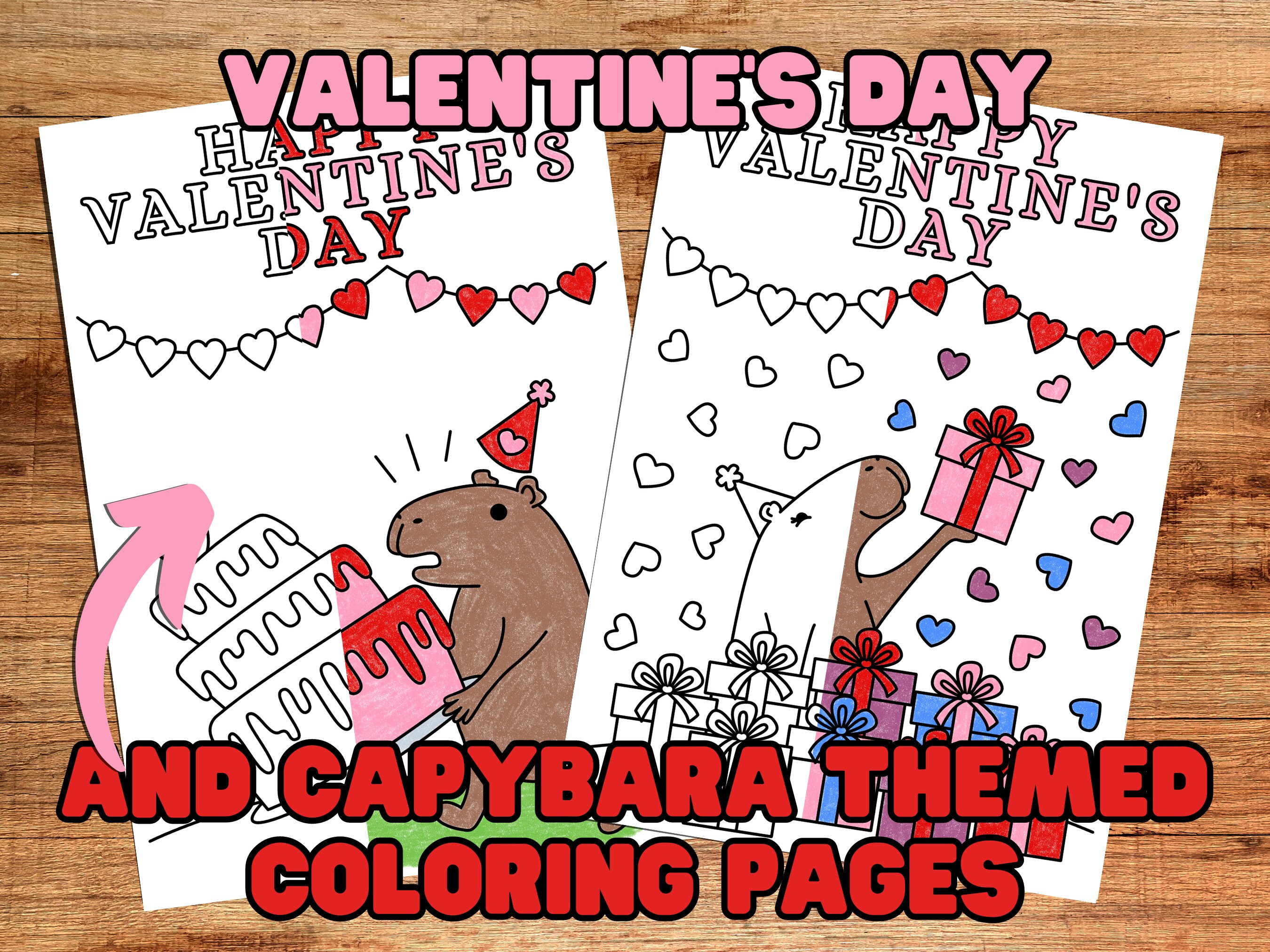 Capybara Coloring Pages Valentine's Day Fun Activites for Kids - Etsy