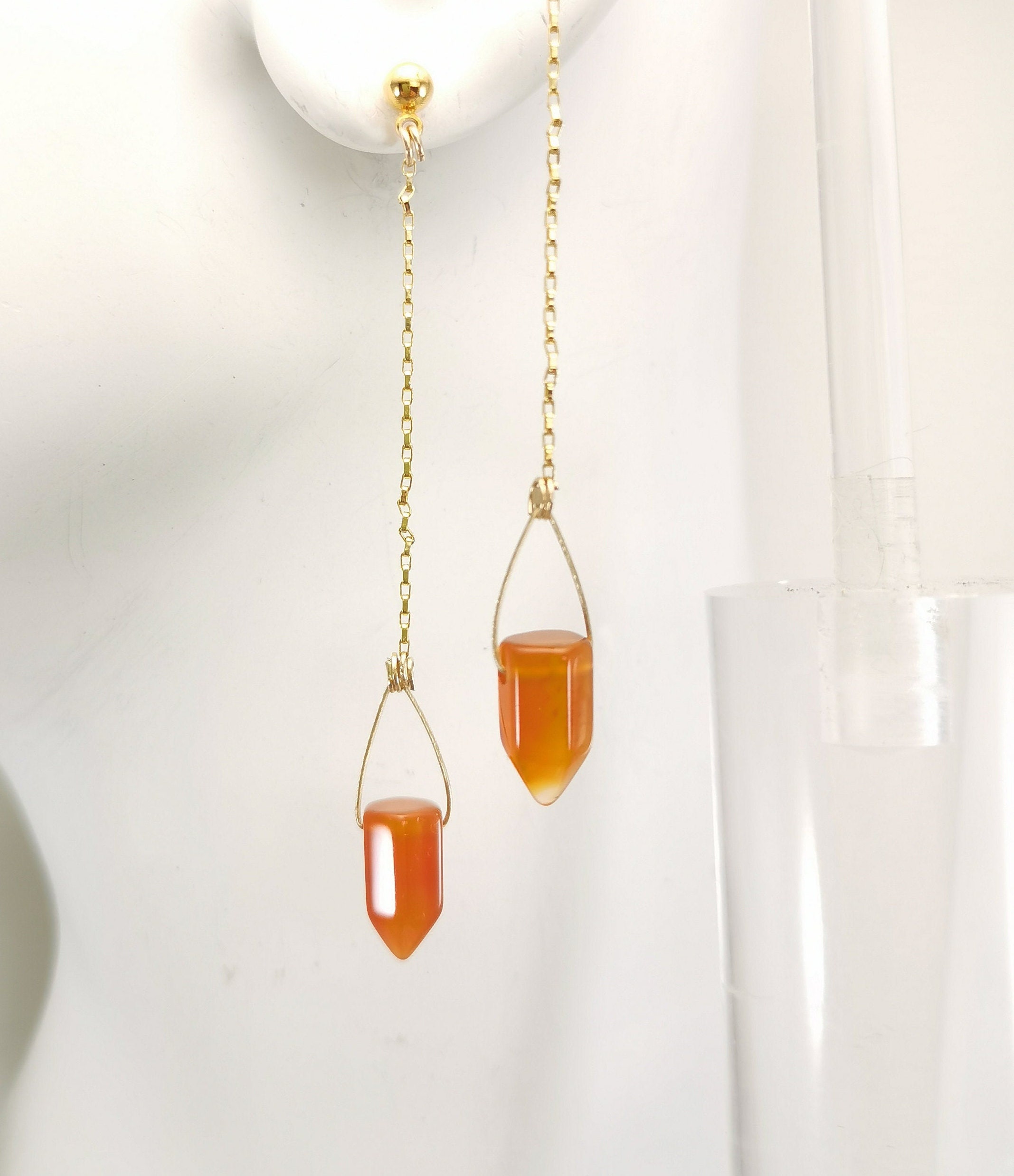 Gemstone Thread Earrings Valentine Gift Gold-filled Thread - Etsy