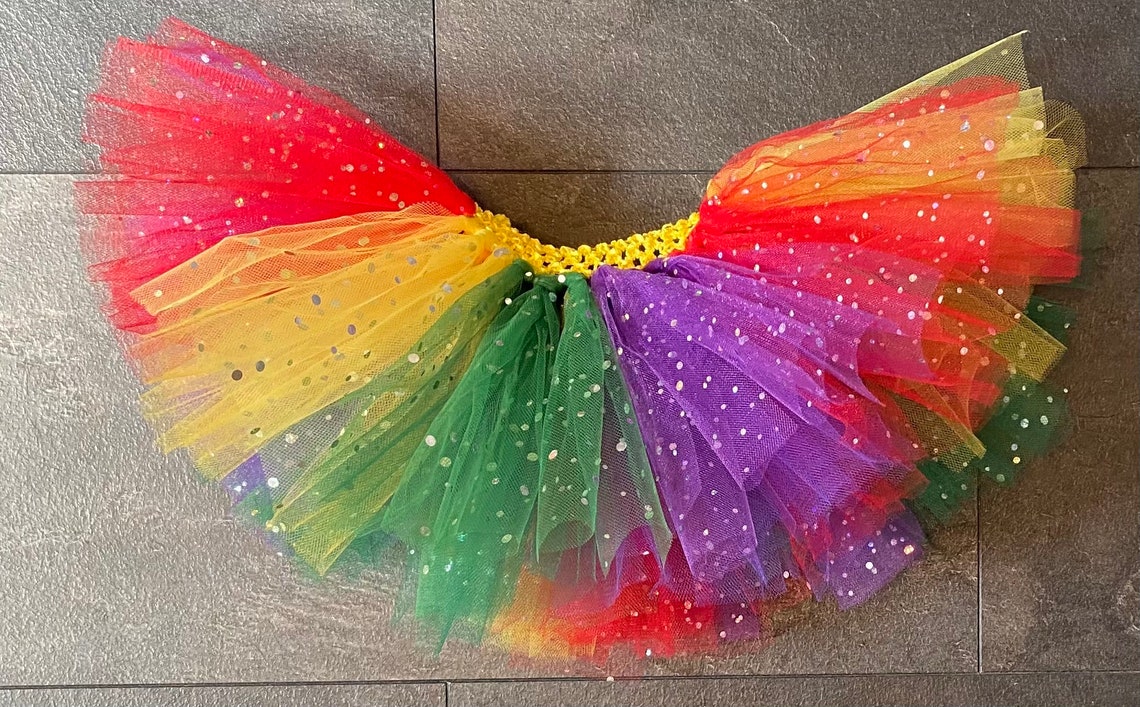 Sequin Teletubbies Inspired Tutu Skirt, Sparkly Yellow Green Purple and ...