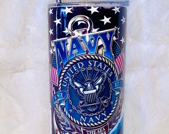 Officially Licensed U.S. NAVY 24 Oz. Stainless Steel DRAFT Tumbler, USN ...
