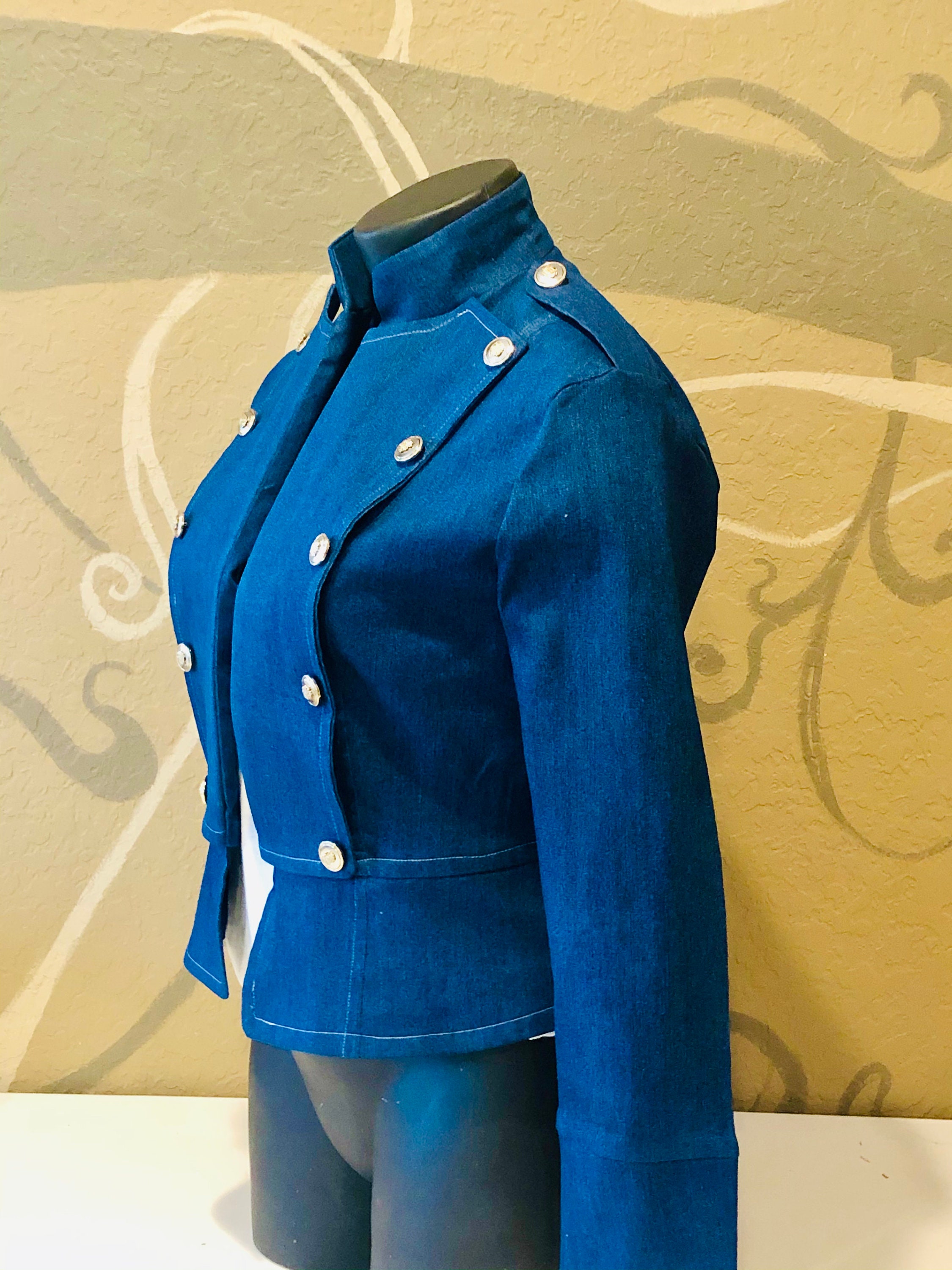 Vintage Inspired Denim Military Jacket - Etsy