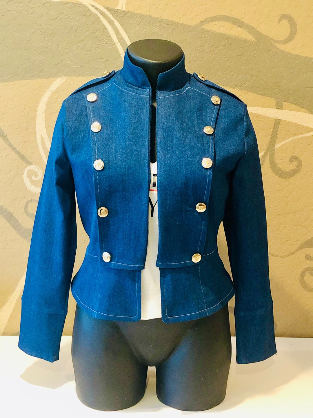 Vintage Inspired Denim Military Jacket - Etsy