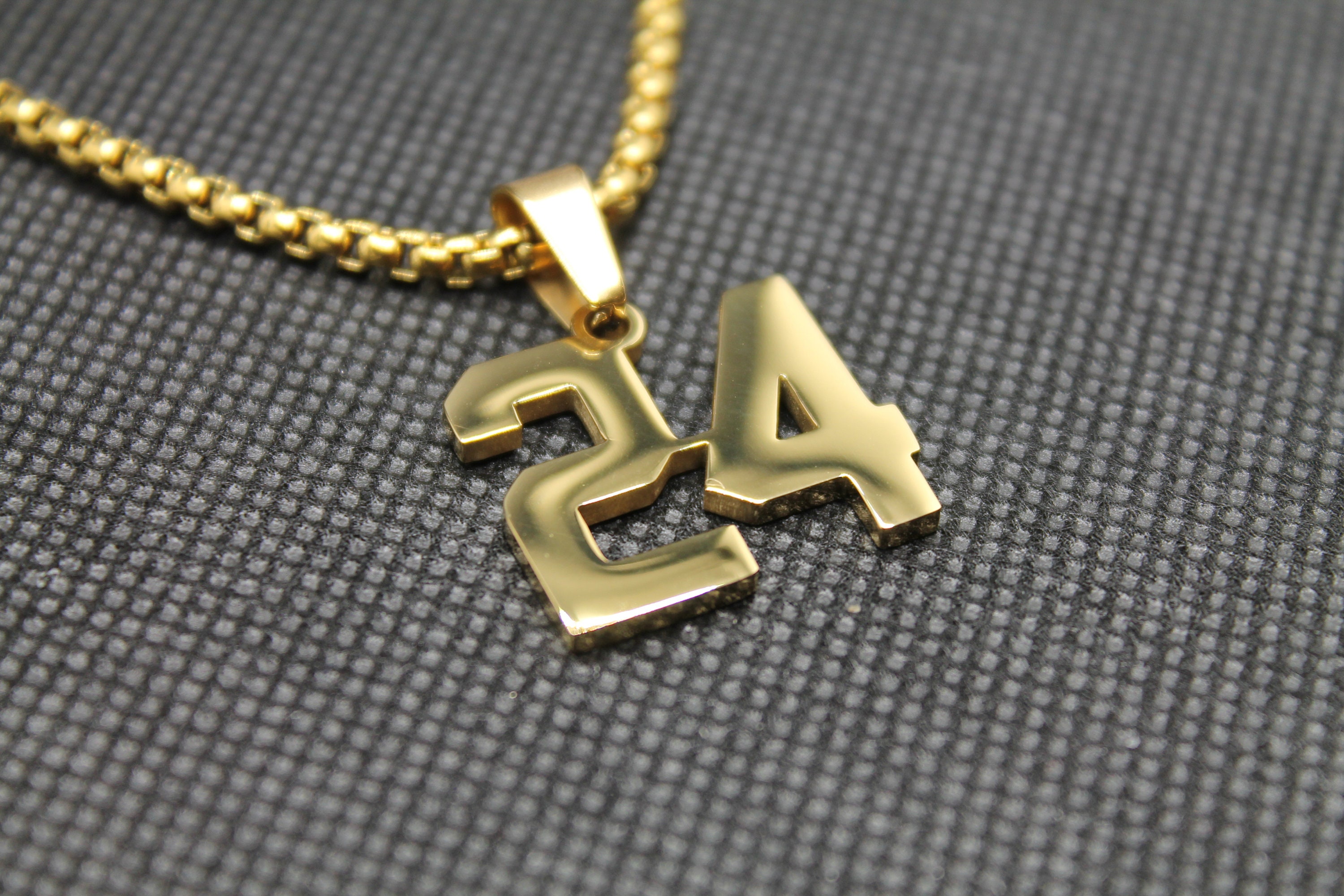 Gold Number 24 Stainless Steel Pendant and Chain Sports | Etsy