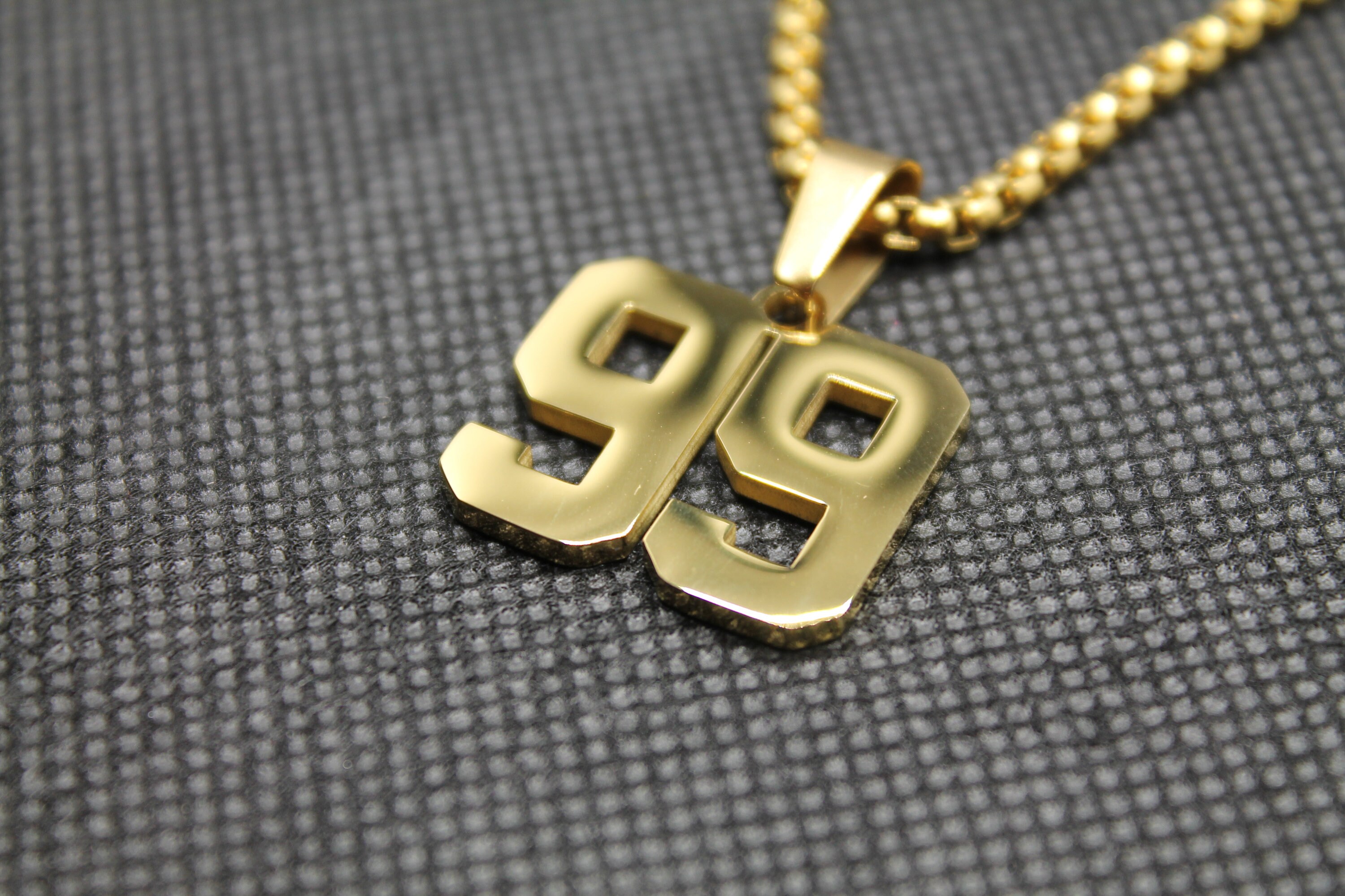 Number Pendant Gold Plated Stainless Steel With Chain 99 | Etsy