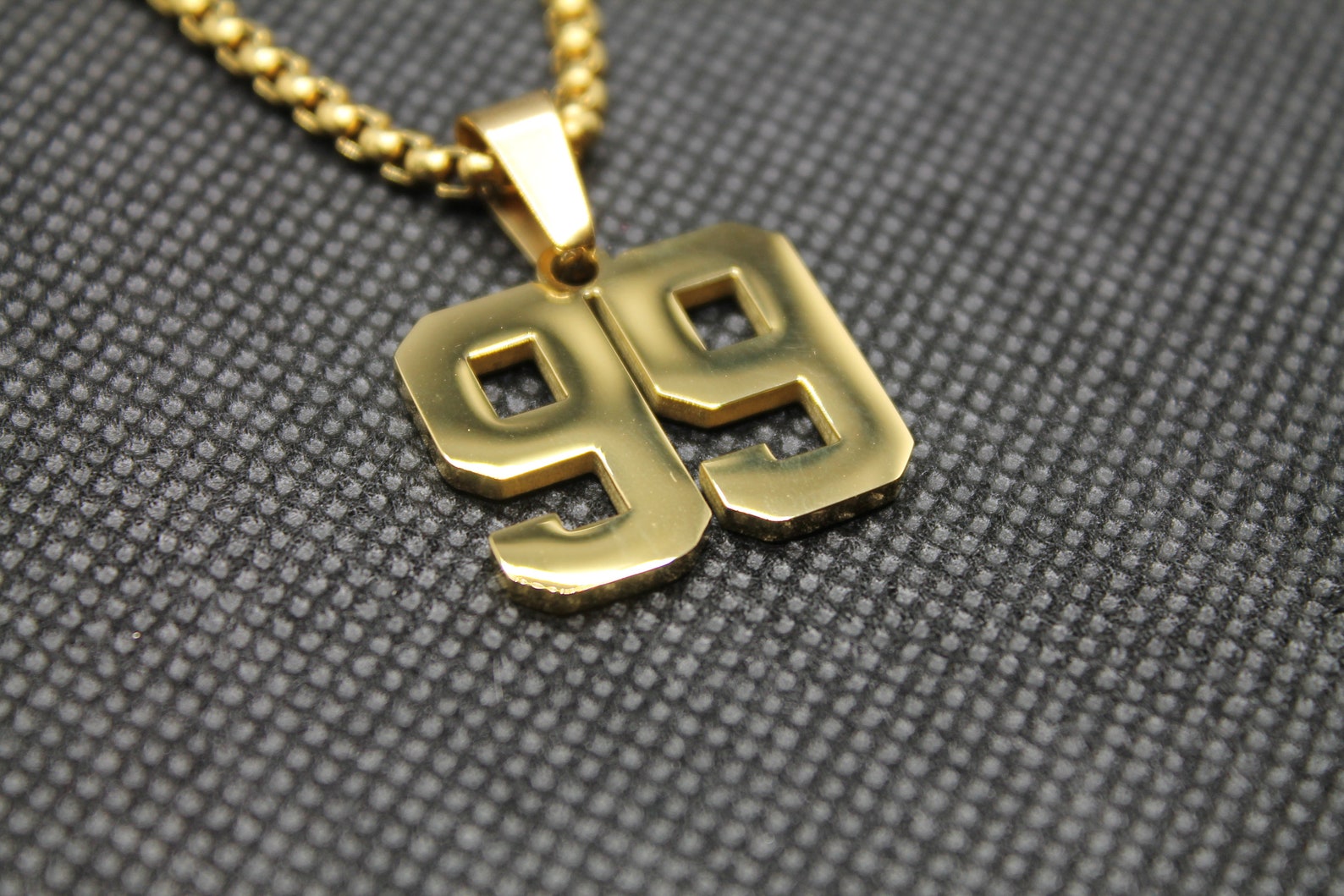 Number Pendant Gold Plated Stainless Steel With Chain 99 | Etsy