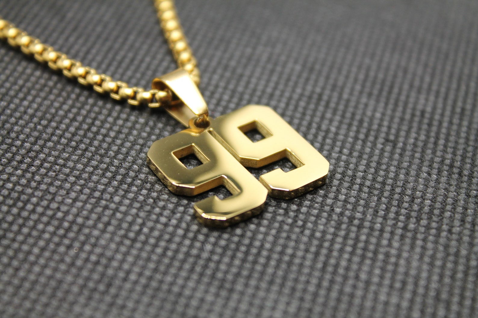 Number Pendant Gold Plated Stainless Steel With Chain 99 | Etsy