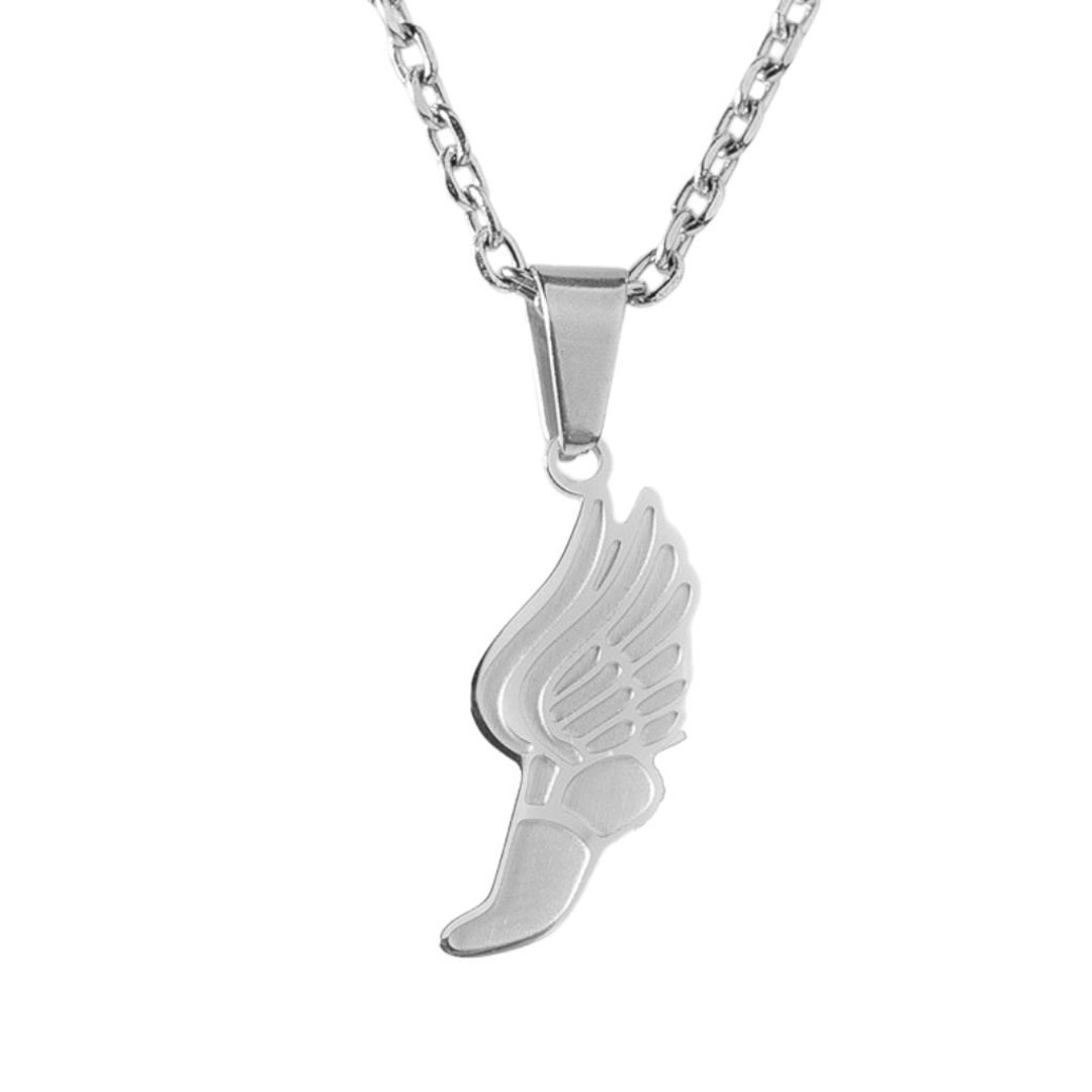 Winged Foot Pendant Necklace: Stainless Steel Track & Field Jewelry - Etsy