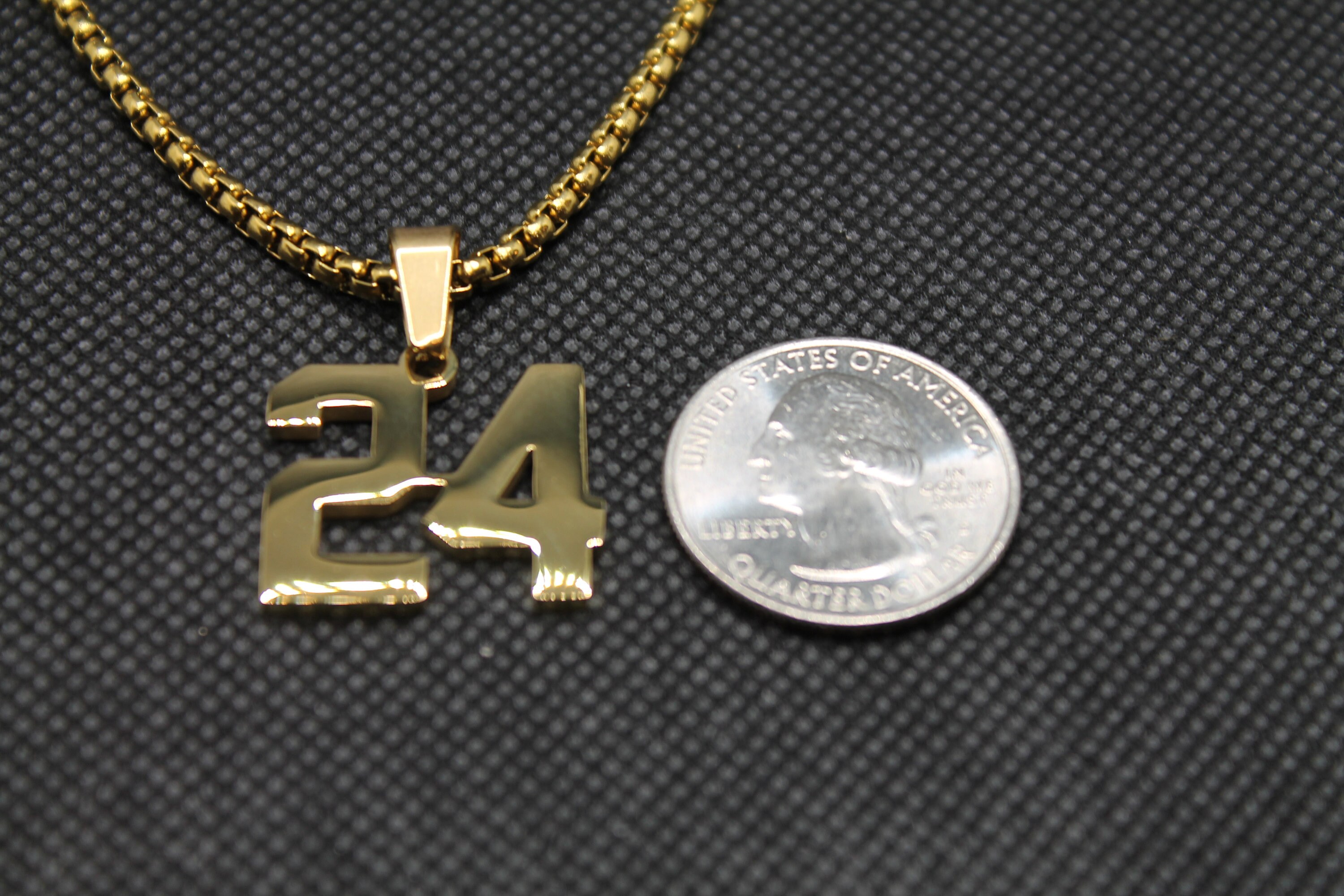 Gold Number 24 Stainless Steel Pendant and Chain Sports | Etsy