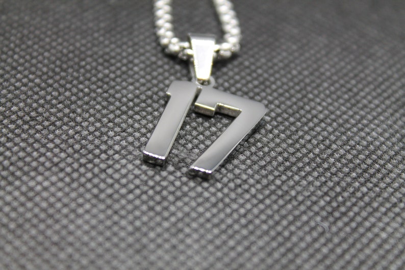 Number Necklace Number 17 Pendant Number Chain Stainless - Etsy