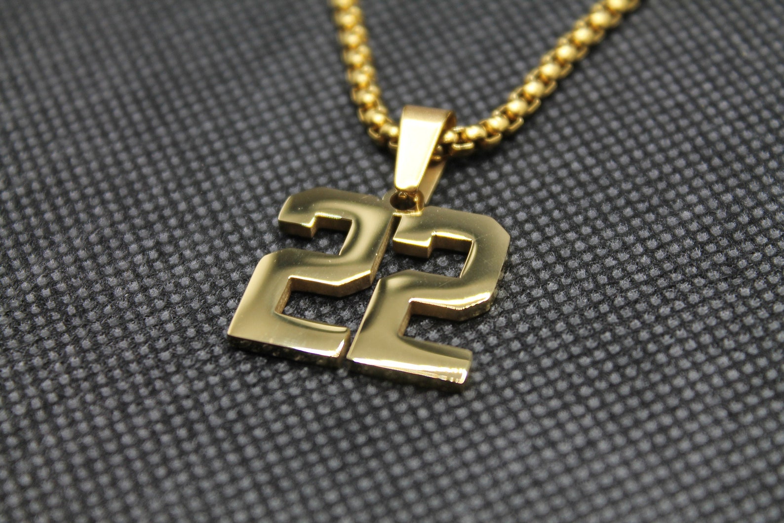 Gold Number 22 Stainless Steel Pendant and Chain Sports | Etsy
