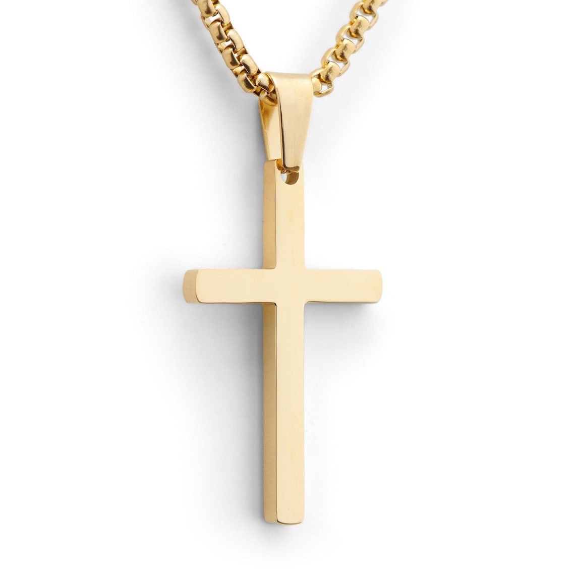 Stainless Steel Cross Necklace Simple Cross Pendant Gold | Etsy