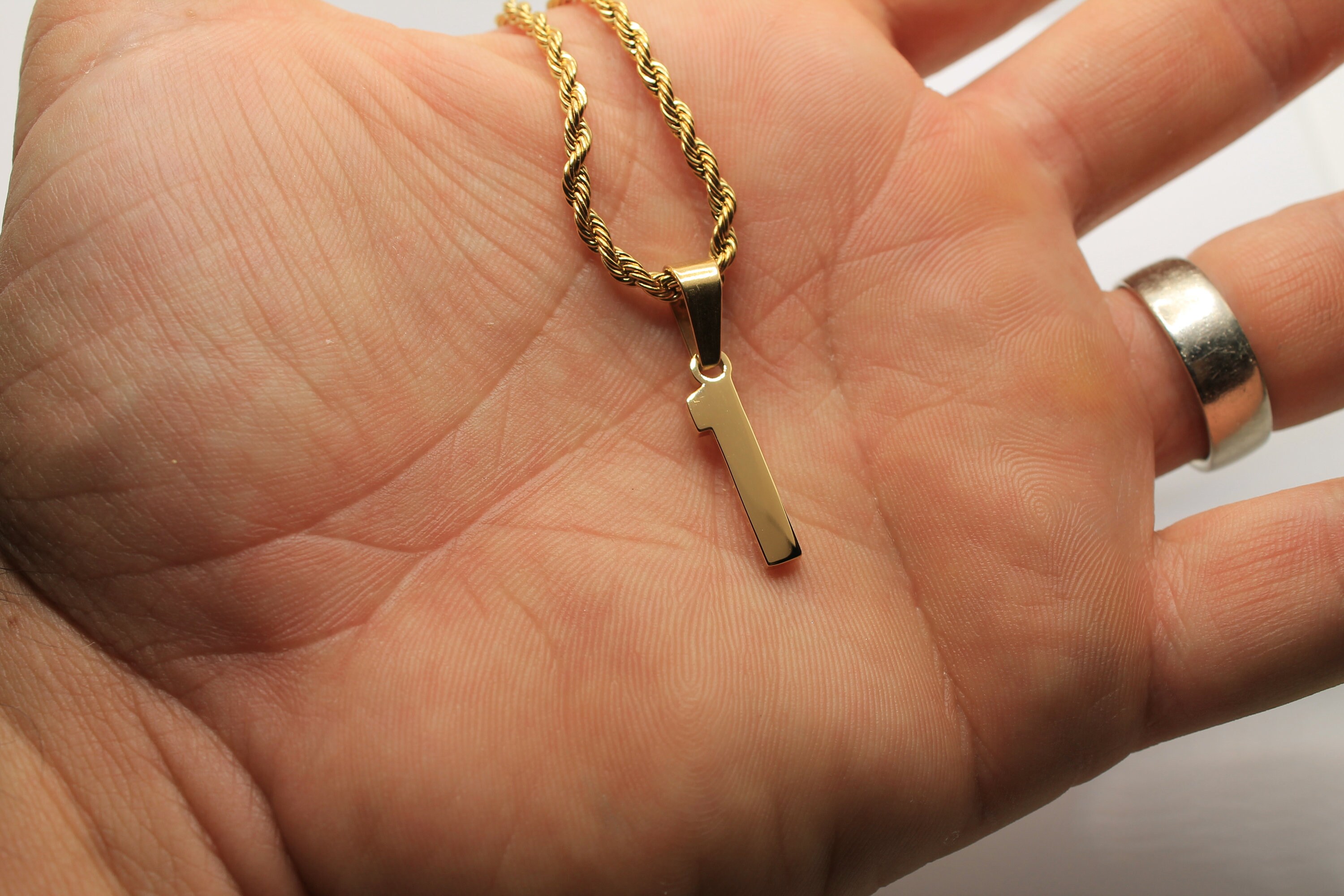 Number 1 Stainless Steel Gold Plated Pendant and Chain | Etsy