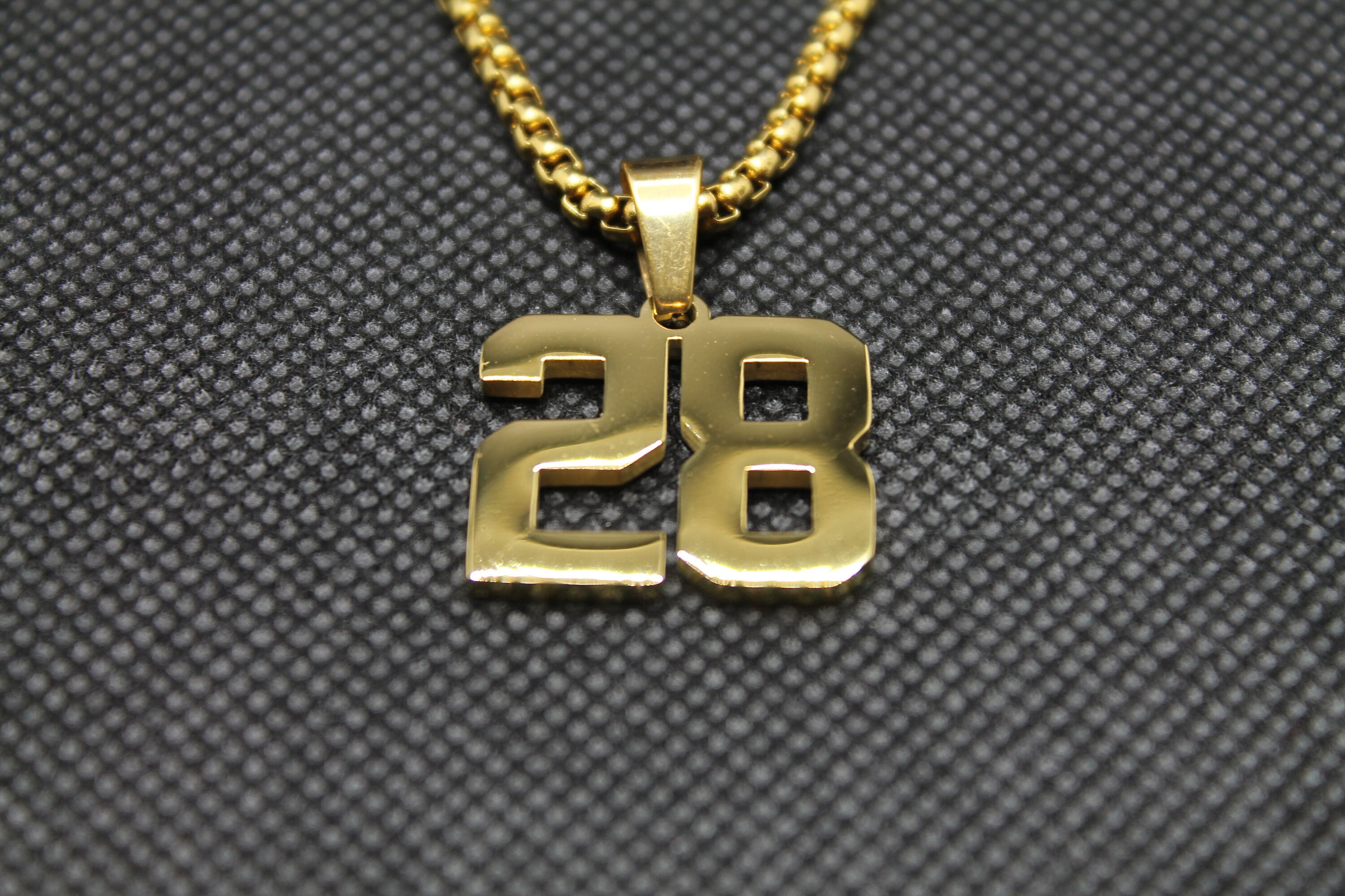Gold Number 28 Stainless Steel Pendant and Chain Sports | Etsy