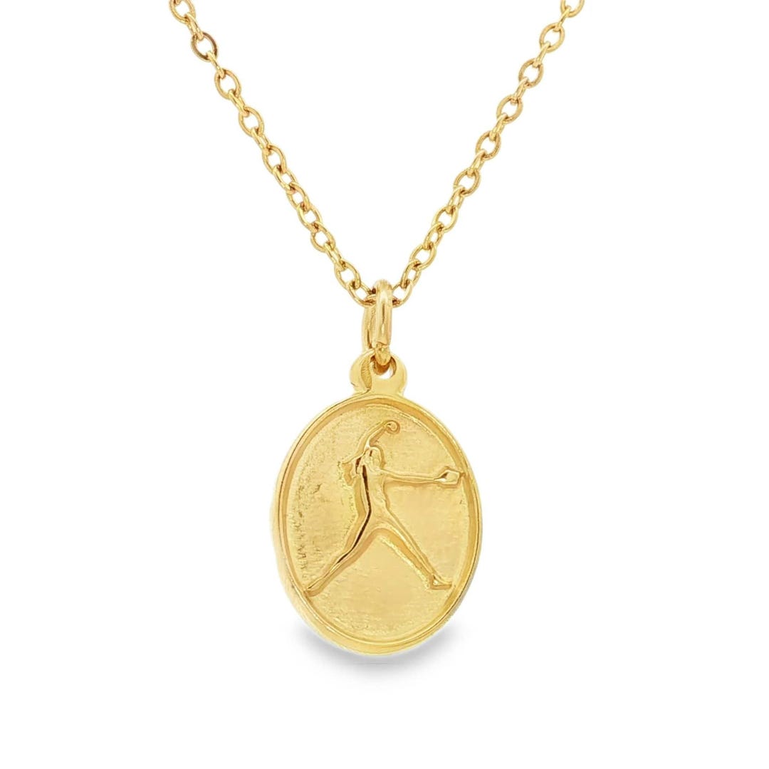 Gold Softball Pendant Necklace: Stainless Steel Sports Charm - Etsy