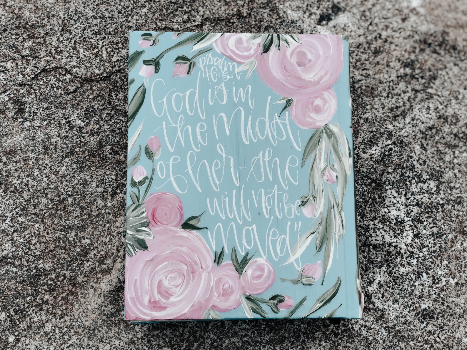 The Rose Bible // Hand Painted Bible // Floral // Blue Pink - Etsy
