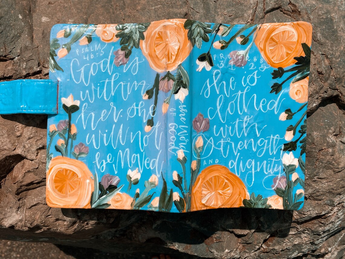 The Francesca Bible // Hand Painted Bible // Floral // Purple - Etsy