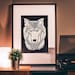 WOLF - Linocut Print, Hand-made, Linoleum Ink Painting, Lino Cut Dog ...