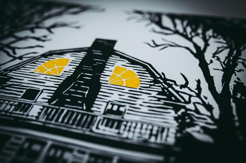 AMITYVILLE HORROR Lino Cut Print "get Out" Poster Painting Halloween ...
