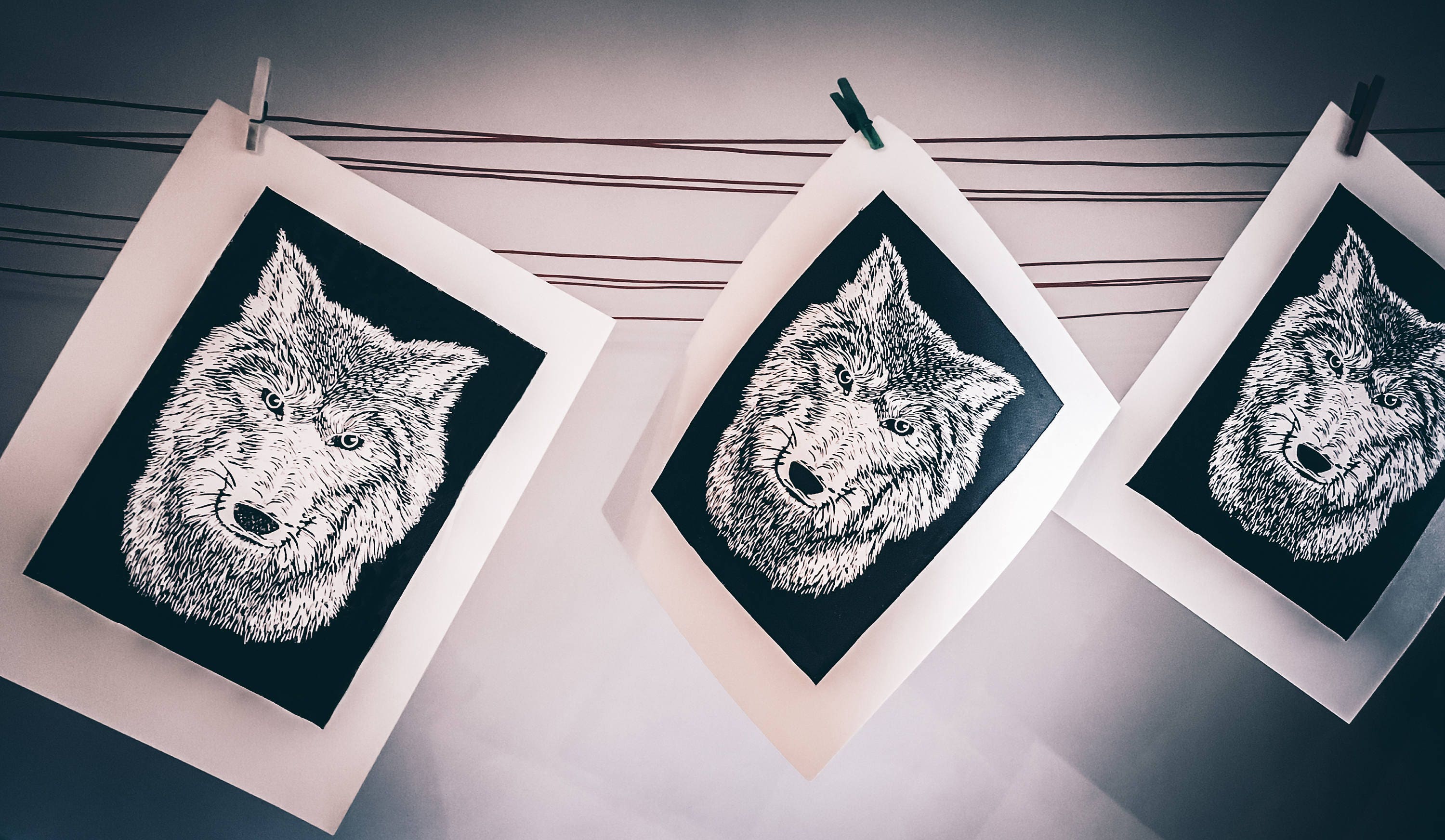 WOLF Linocut Print Hand-made Linoleum Ink Painting Lino | Etsy