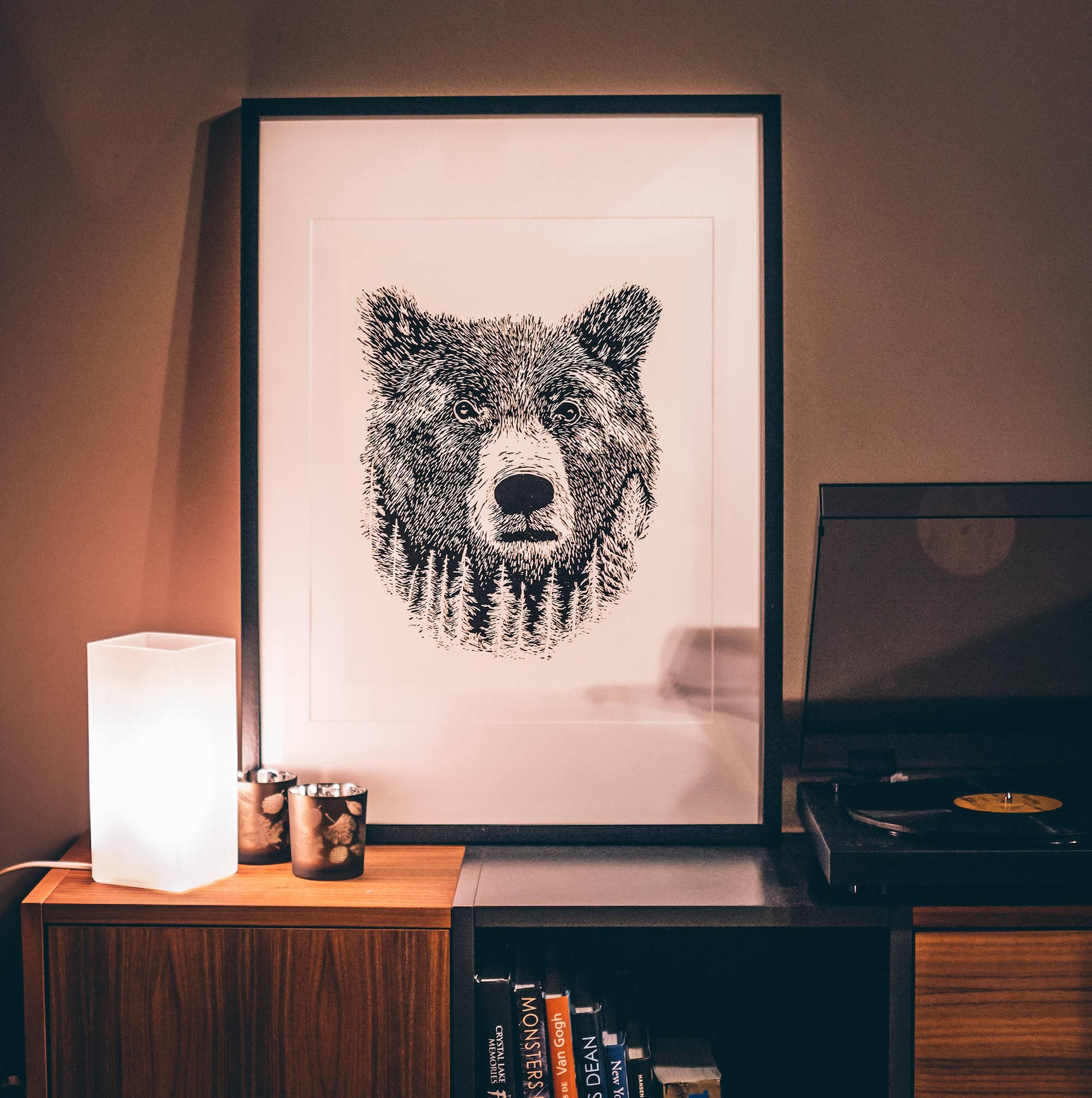 BEAR Linocut Print Hand-made Linoleum Ink Painting Lino - Etsy