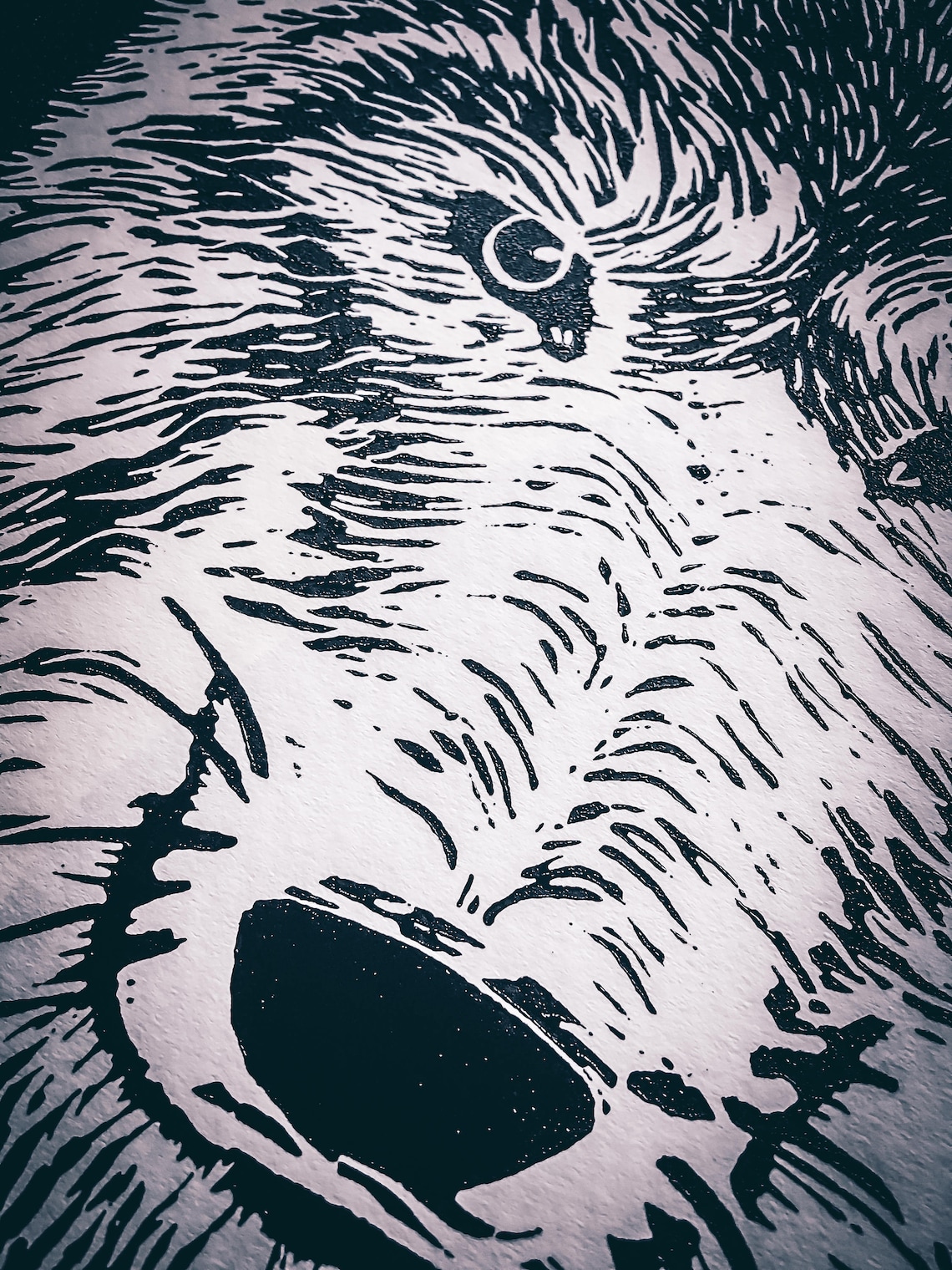 WOLF Linocut Print Hand-made Linoleum Ink Painting Lino - Etsy