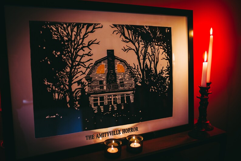 AMITYVILLE HORROR Lino Cut Print "get Out" Poster Painting Halloween ...