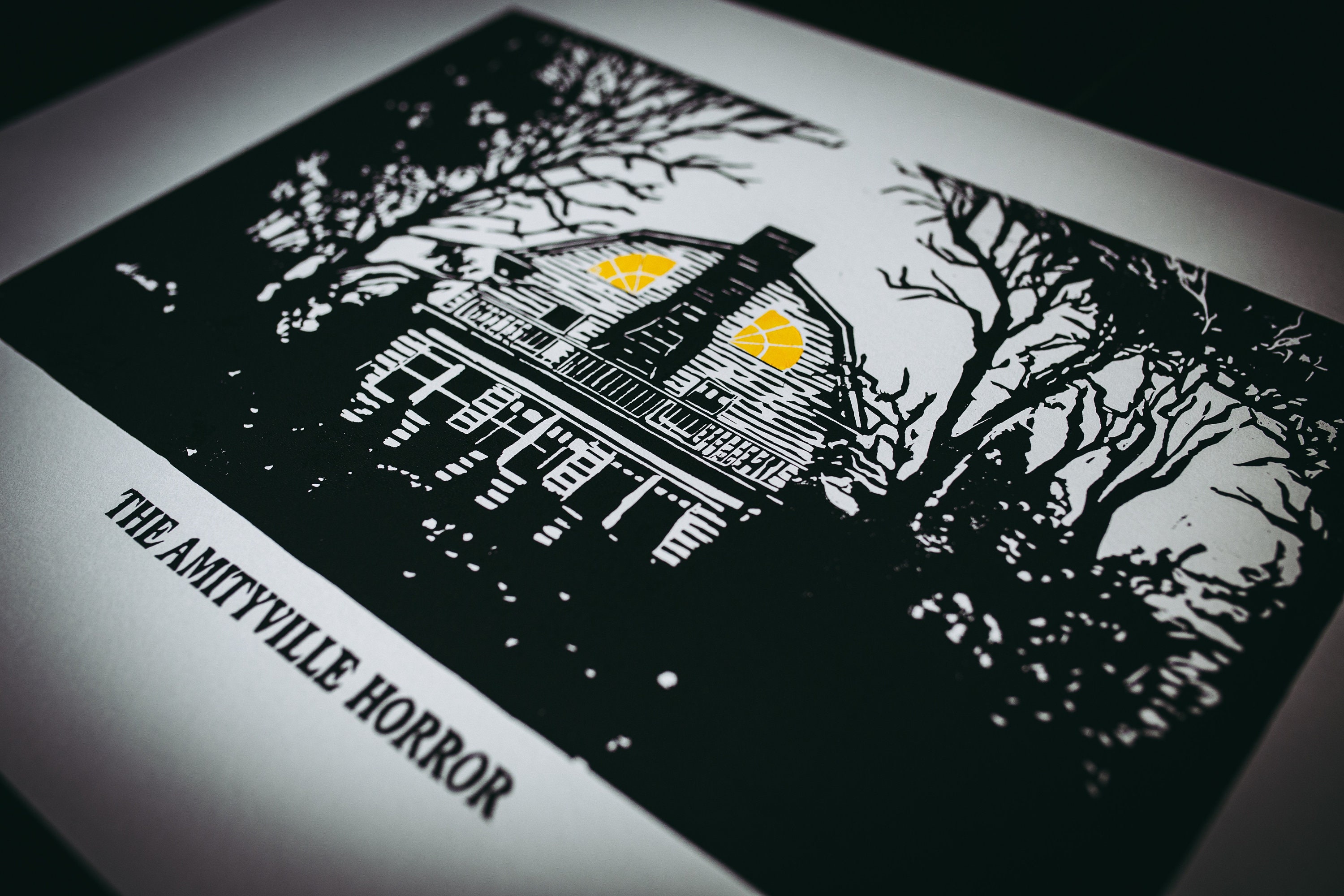 AMITYVILLE HORROR Lino Cut Print "get Out" Poster Painting Halloween ...