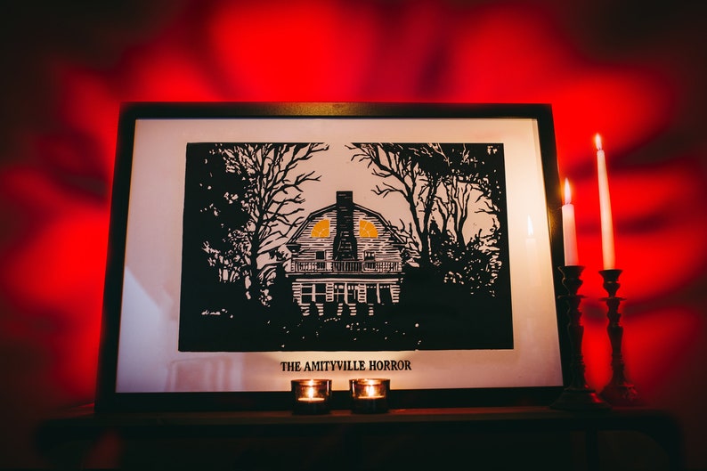 AMITYVILLE HORROR Lino Cut Print "get Out" Poster Painting Halloween ...