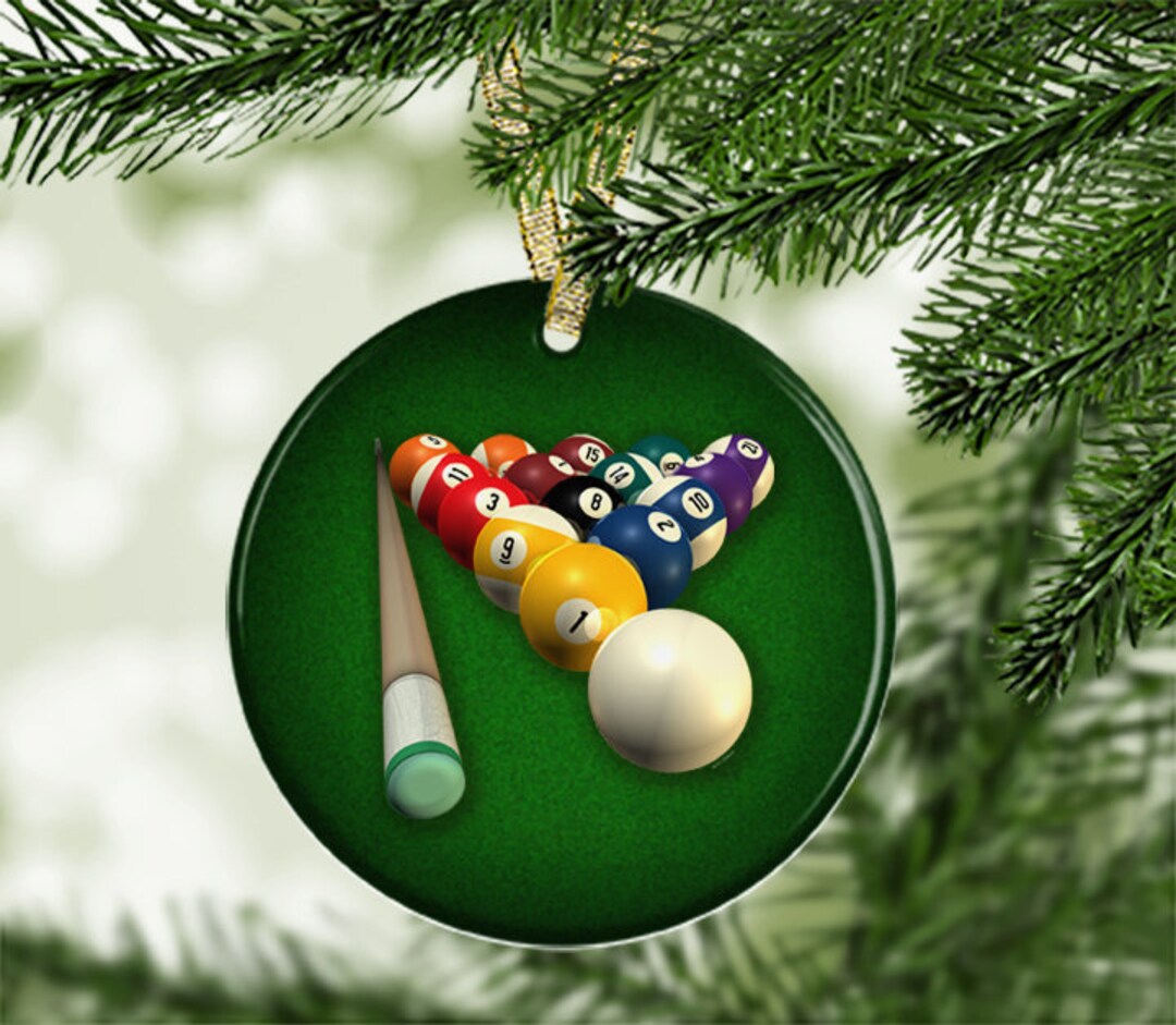 Billiards Pool Christmas Ornament With Cue and Cue Ball | Billiards ...