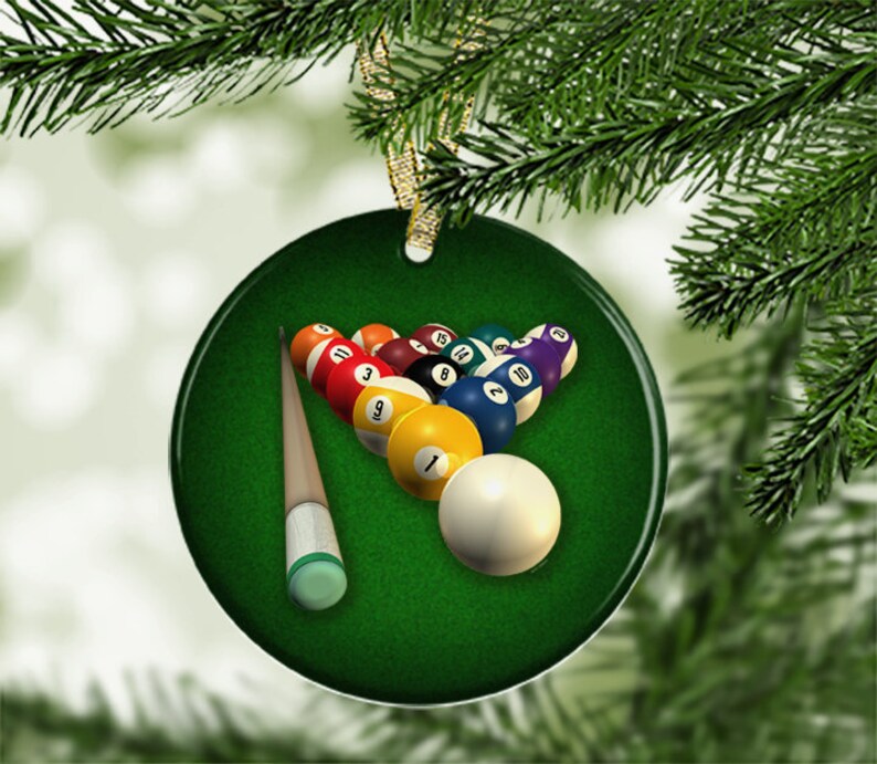 Billiards Pool Christmas Ornament With Cue and Cue Ball | Billiards ...
