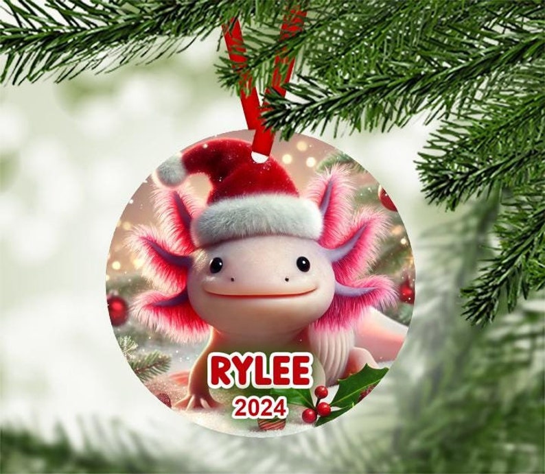 Axolotl Santa Christmas Ornament | Paedomorphic Salamander Christmas ...