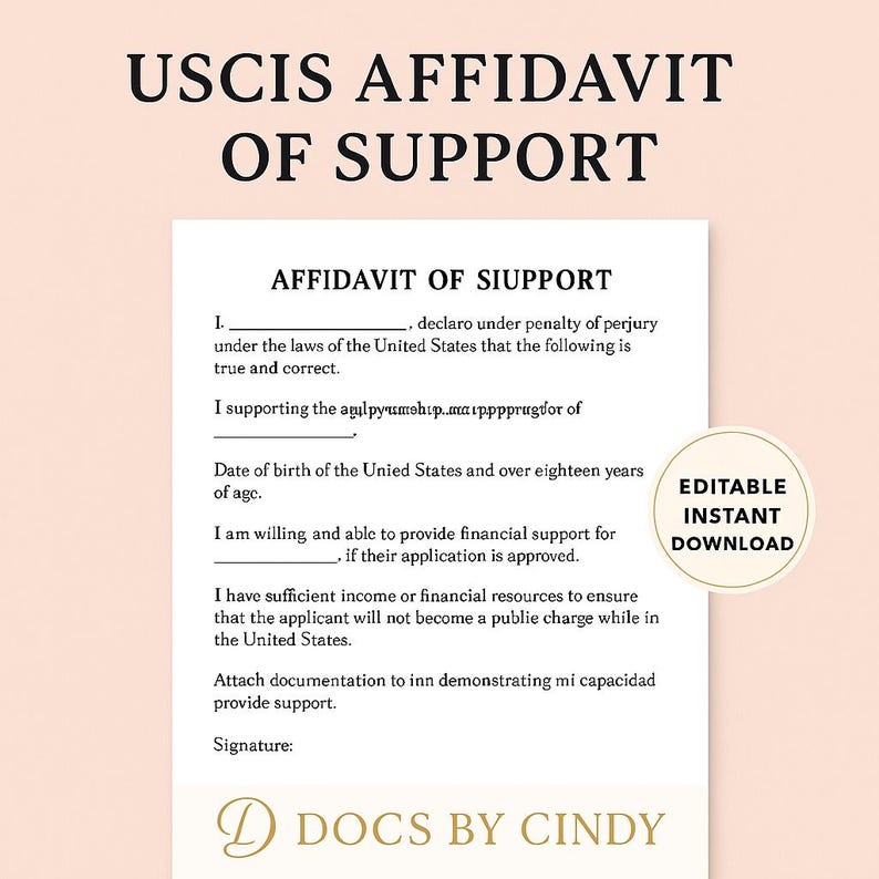 USCIS Marriage Affidavit of Support - Etsy