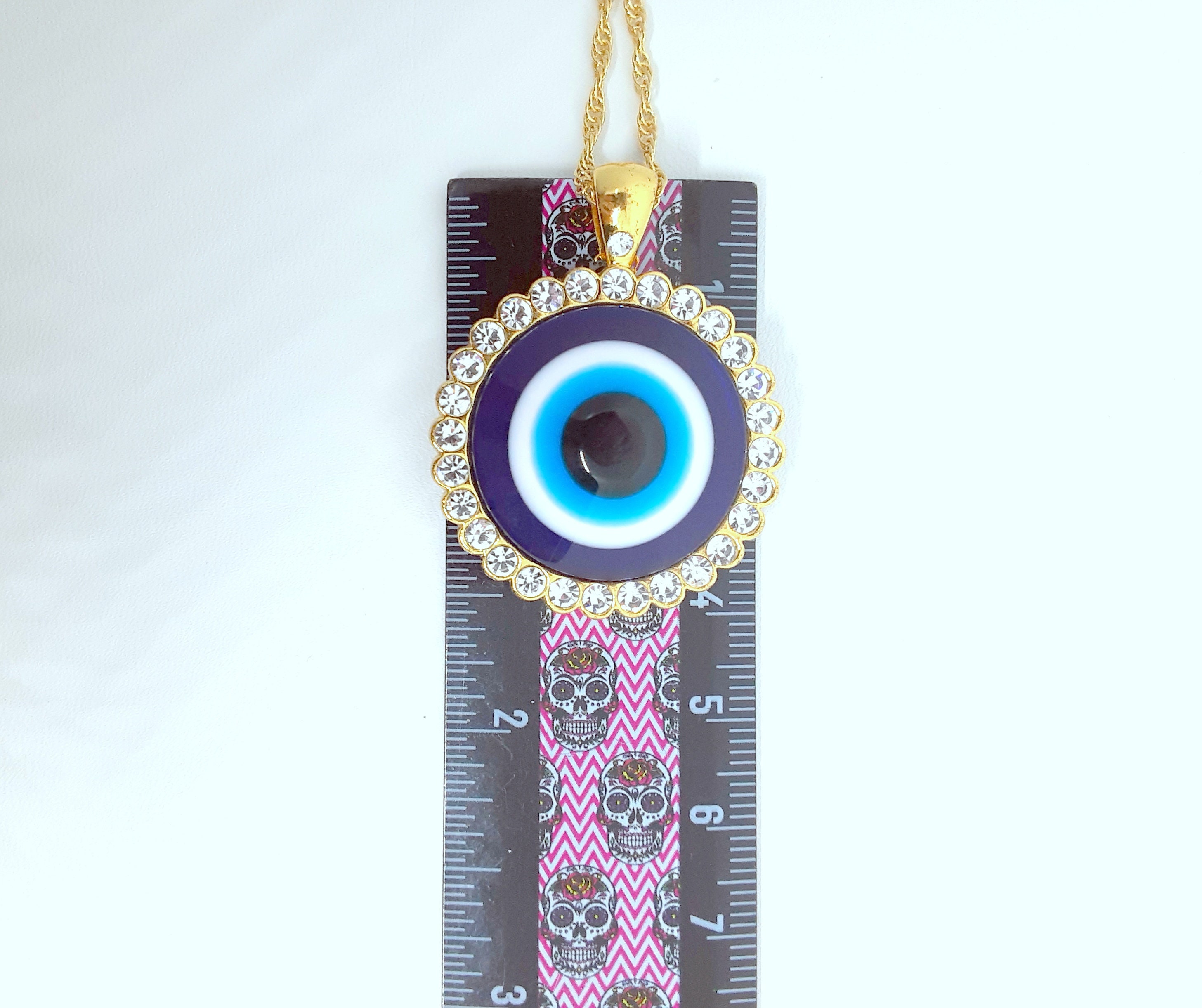 25mm Crystal Evil Eye Gold Or Silver Pendant Made To Order | Etsy