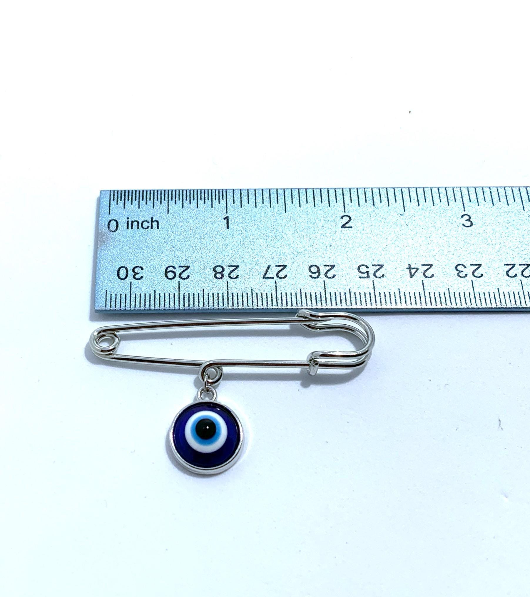 12mm Evil Eye Stainless Steel Safety Pin in Gold or Silver - Etsy