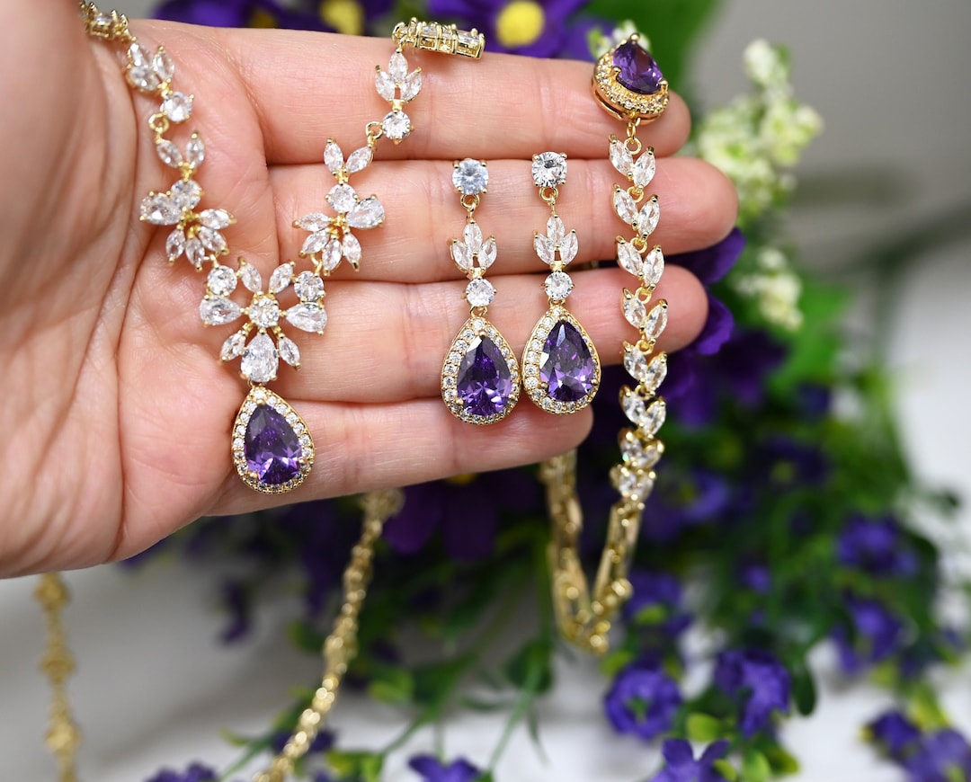 Dark Amethyst Purple Wedding Jewelry Bridal Jewelry Deep Purple ...