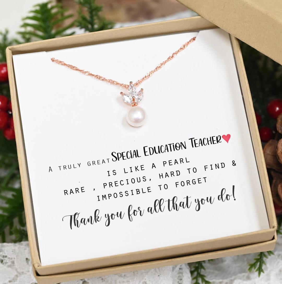 Speducator Appreciation Gift Minimalist Jewelry Gift Thank You Pearl ...