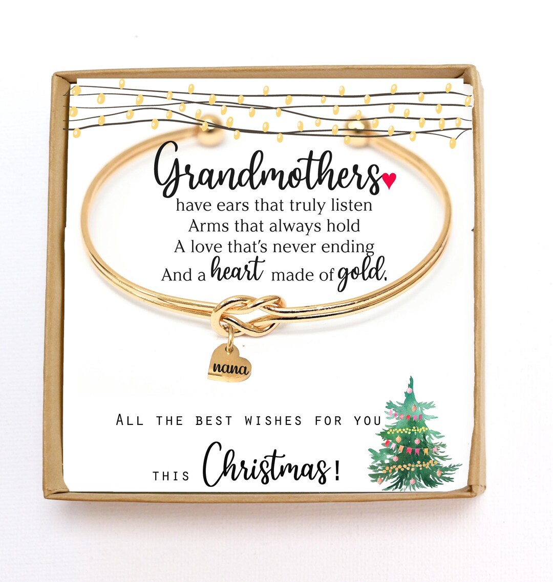 Personalized Grandmothers Heart of Gold Bracelet Knot Kb Custom Name ...