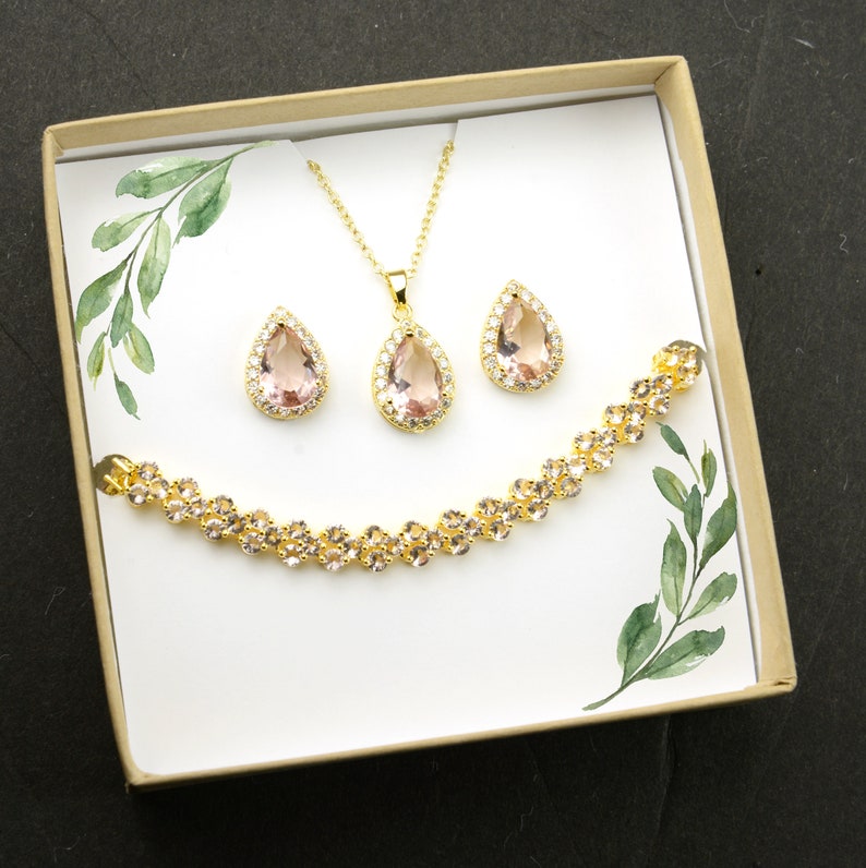 Rose Gold Dusty Pink Rustic Rust Rusty Bridesmaid Earrings Necklace ...