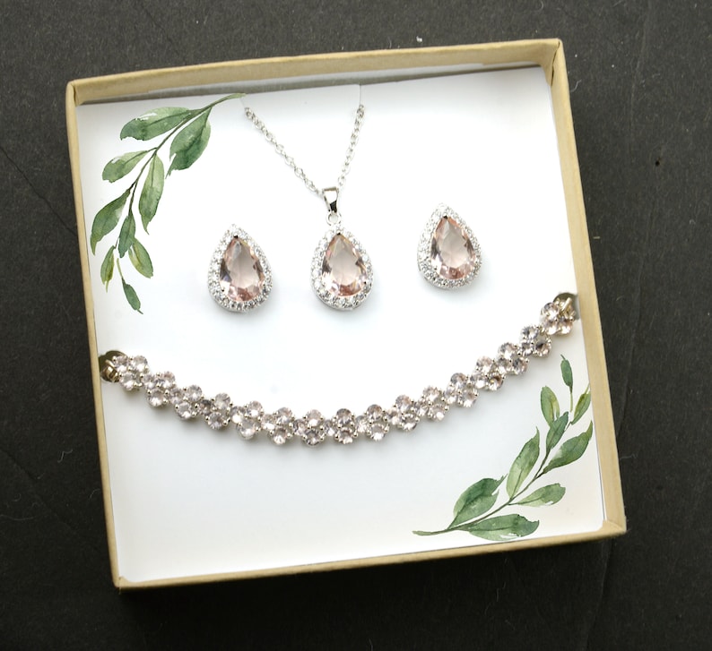 Rose Gold Dusty Pink Rustic Rust Rusty Bridesmaid Earrings Necklace ...