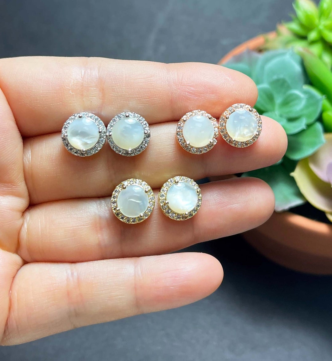 Pearl Stud Earrings Gold Pearl Earrings Bride Bridal Wedding Earrings ...