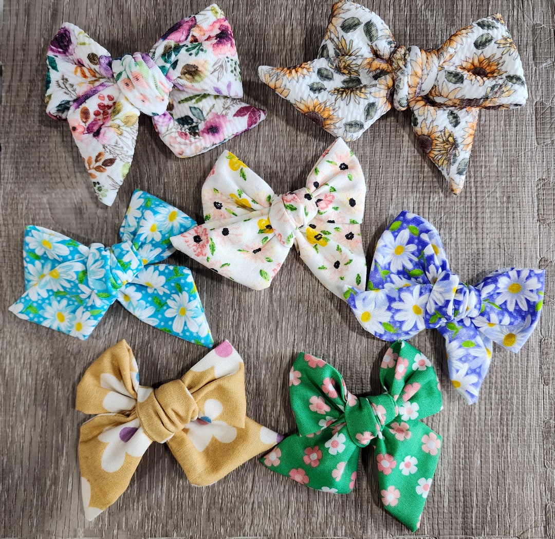Floral Pinwheel Bows/floral Hair Bows/floral Bows/floral Bow/pinwheel ...